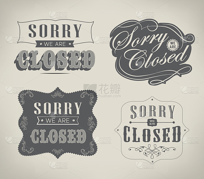 Open和Closed Vintage复古标志