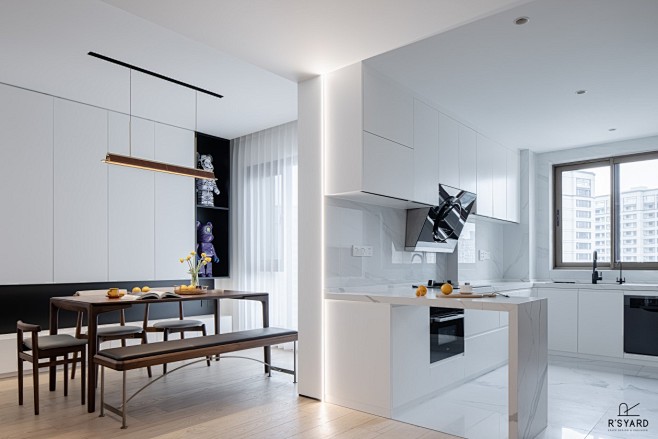 缪茹空间设计 | 161㎡错跃，化零为整的LDK极简家-室内设计-拓者设计吧