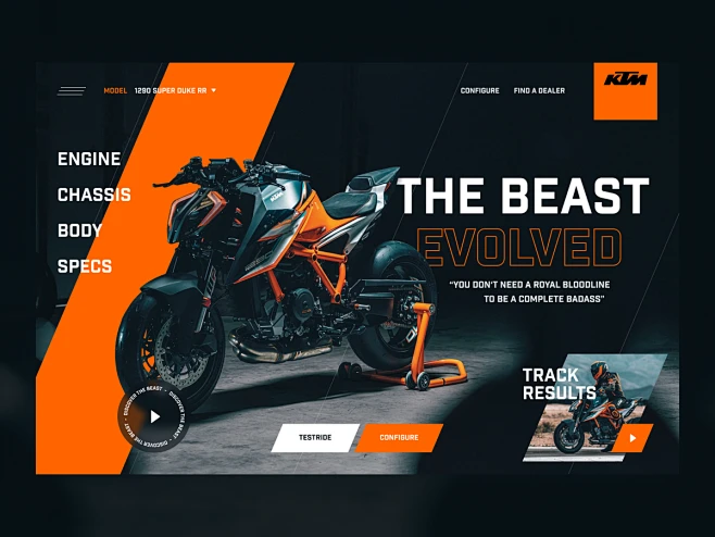 KTM 1290 Super Duke RR | Landing page bike concept contrast design ...