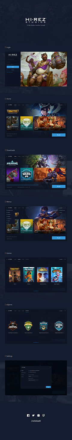 游戏登录器-花瓣网|陪你做生活的设计师 | her : Desktop launcher concept from Hi-Rez Studios.