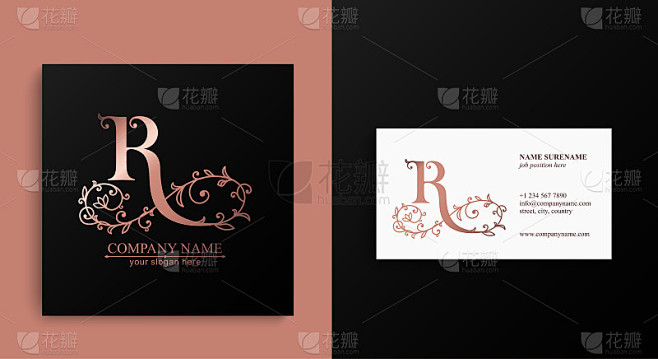 Premium Vector R标志。字母、字母和名片。精英公司的个人标志或标志。