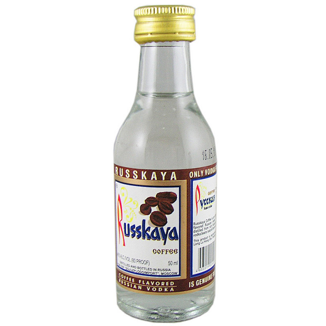 洋酒小酒版 俄罗斯红牌伏特加（咖啡味）Russkaya玻璃瓶50ml正品