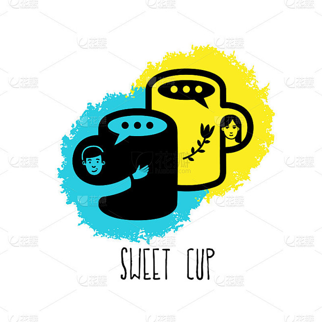 Sweet cup. Love concept. Love Coffee Logo.
