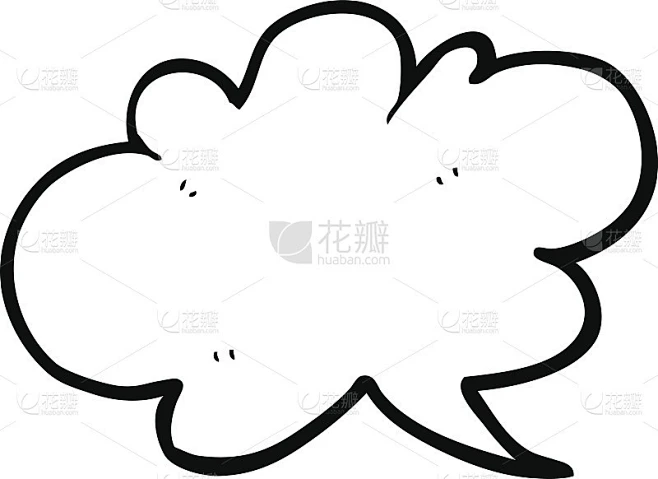 黑白卡通云语音泡泡素材-花瓣网
