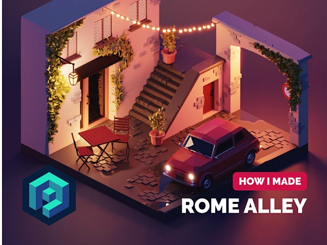 Rome Alleyway Tutorial tutorial city rome low poly lowpolyart isometric diorama lowpoly render ...