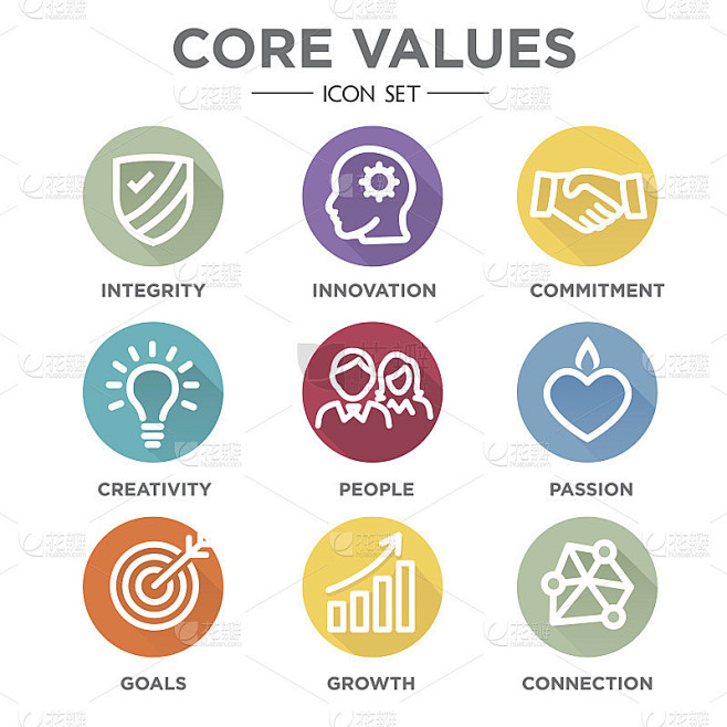 公司核心价值观轮廓图标