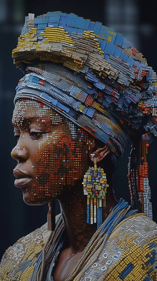 cyberpunk ghost in the machine, techno-ziggurat made of digital binary ...