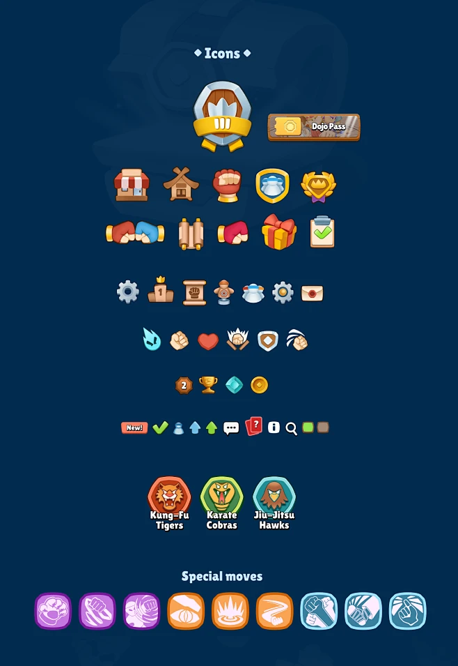 Icons for Dojo Dudes mobile game-花瓣网