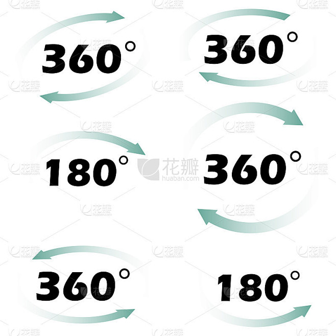 旋转360度在一个圆箭头。180度旋转