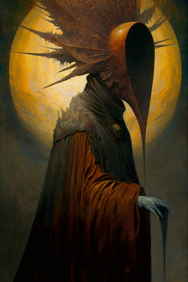 The grand priest of the Icon of Shadows, in the style of, Francis Bacon ...