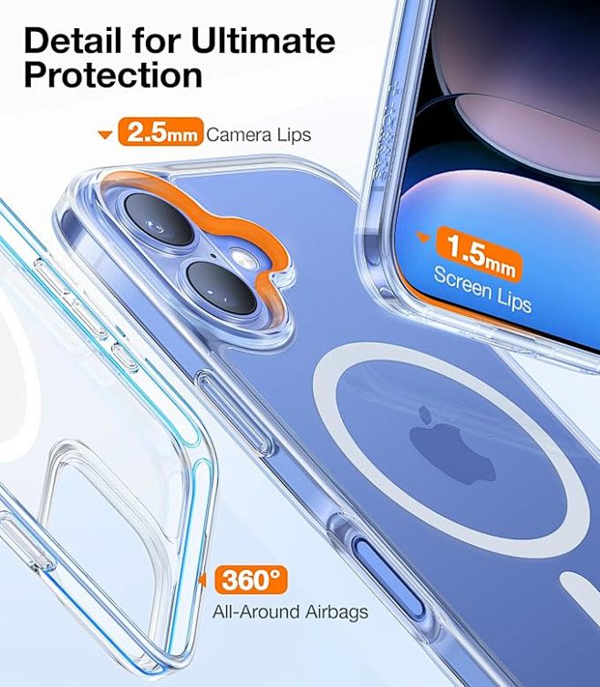 Amazon.com: TORRAS Clear Magnetic for Phone 16 Case Protection 6.1 inch ...