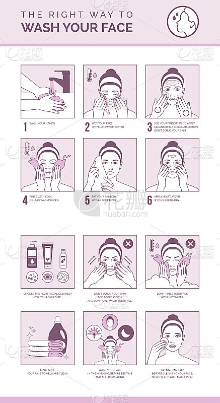 正确的洗脸方法素材-花瓣网