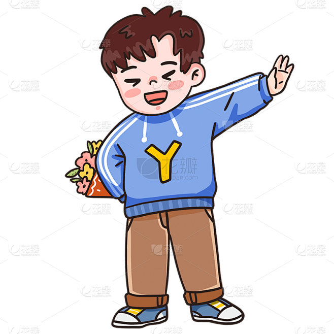 手绘 描边人物插画 男生5 1868