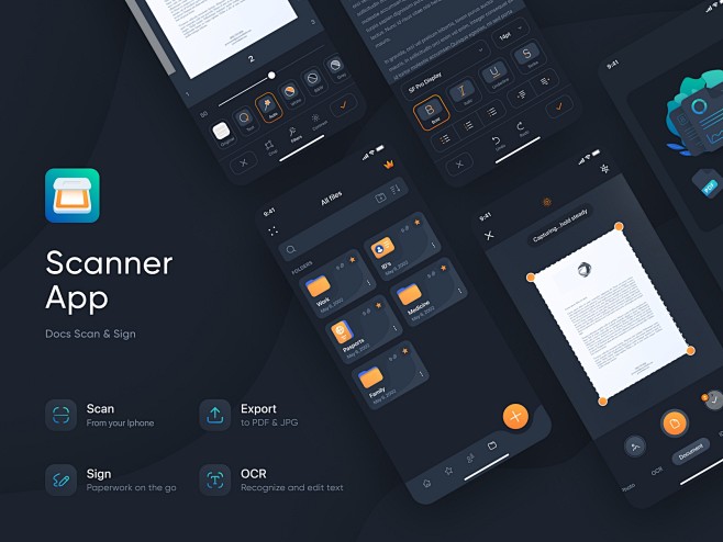 Scanner App logo dark scanner mobile app design digital creative ux ui