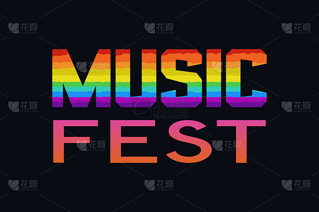 Music Festival hand drawn letters flat vector sign