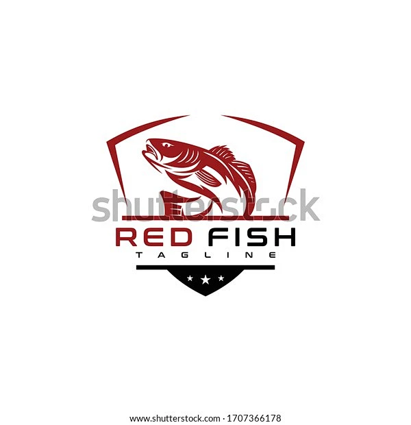 Redfish logo design. Awesome redfish logo. Redfish with shield logotype.-花瓣网