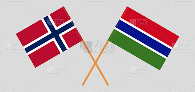 Crossed flags of Norway and the Gambia