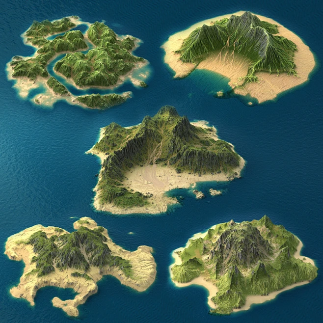 realistic tropical island 3D https://static.turbosquid.com/Preview/2017 ...