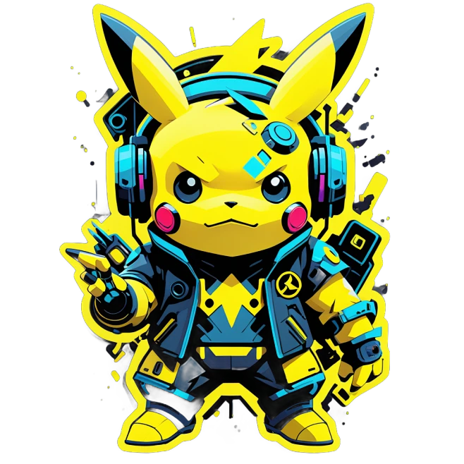 Pikachu Cyber punk风格贴图贴纸-花瓣网