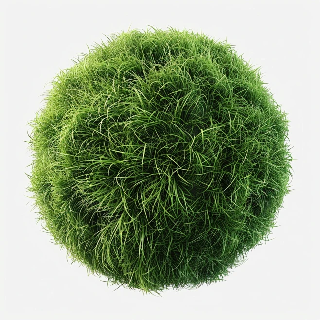 sphere made of short grass fibers, 3d model, transparent background ...