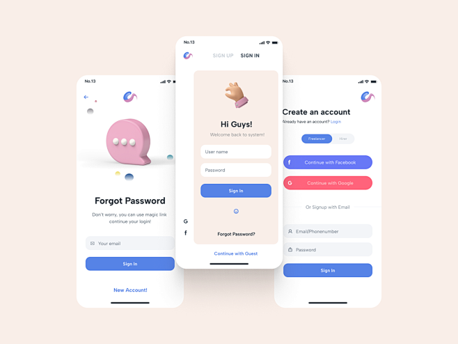 Tramkam Sign In & Sign Up app authencation design ios kit mobile signin ...