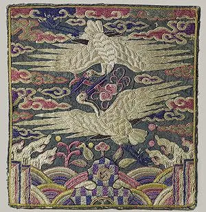 Korean Rank Badge with a pair of Cranes-花瓣网