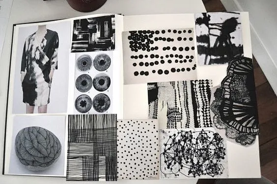 Fashion Sketchbook - monochrome print pattern development for fashion ...