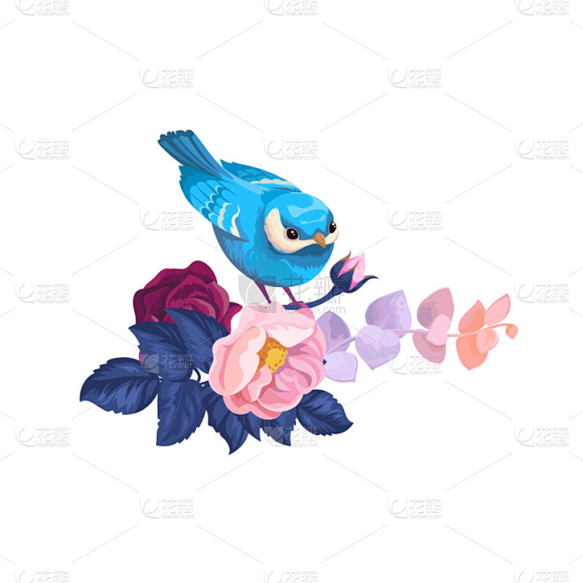 春天,鸟类,艺术品,枝,水彩画,华丽的,夜莺,浪漫,野生动物,花