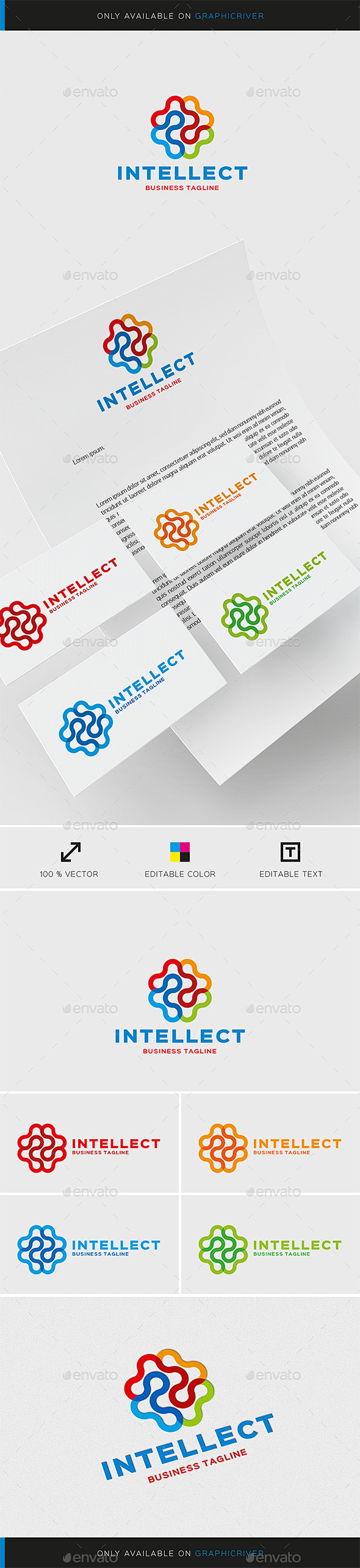 智力标志模板——抽象标志模板Intellect Logo Template - Abstract Logo Templates抽象艺术,大脑 ...