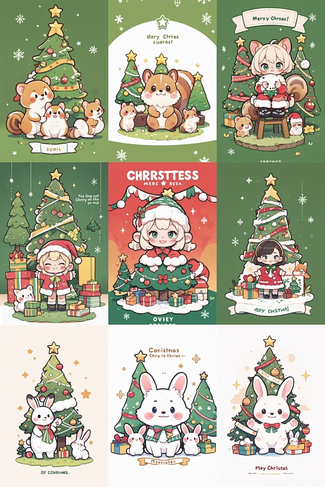 So Cute!Q版圣诞儿童插画-花瓣网