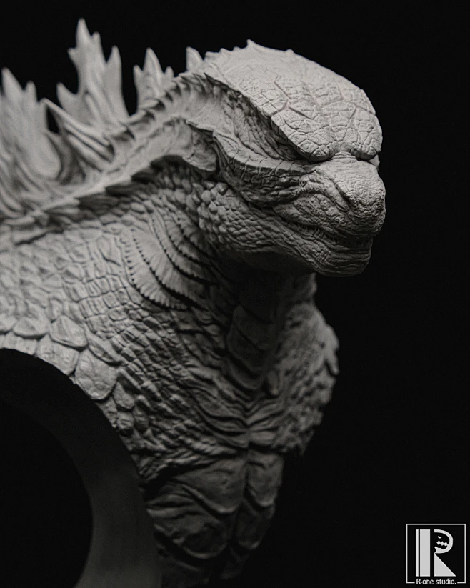 Godzilla Bust -Painted Resin--花瓣网
