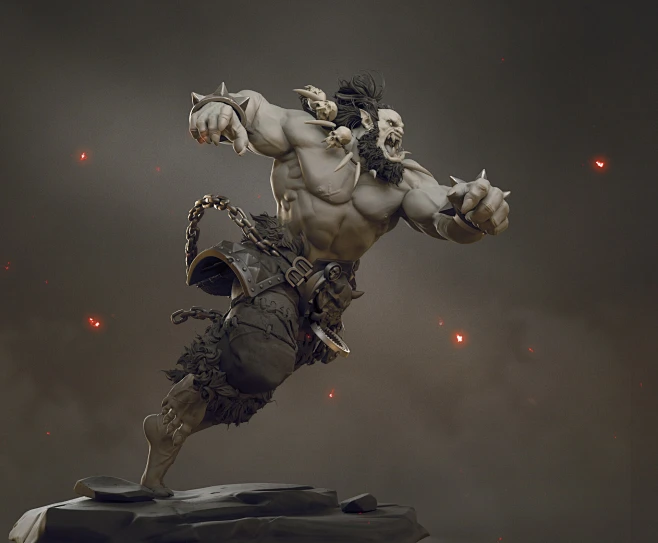 Orc, Viktor Berendeev : Based on Dean Holdeen artwork https://www.artstation.com/artwork/RJ6aO-花瓣网