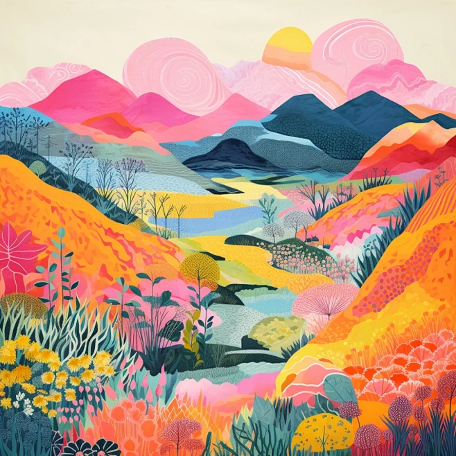 AIGC教程！MJ 轻松搞定高饱和配色插画-花瓣网