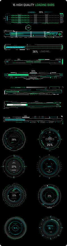 进度条-花瓣网|陪你做生活的设计师 | HUD加载进度条，科幻矢量界面