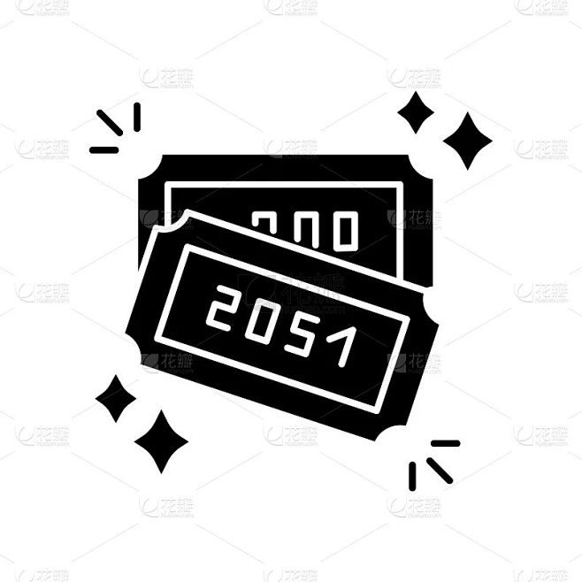 抽奖黑色字形图标。有号码的彩票。赌博竞争优惠券。参与比赛。赢得大奖。白色空间上的剪影符号。向量孤立的素材-花瓣网