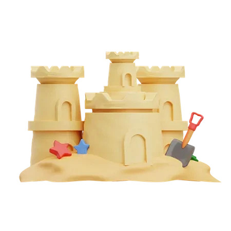 Sand Castle 3D Illustration-花瓣网
