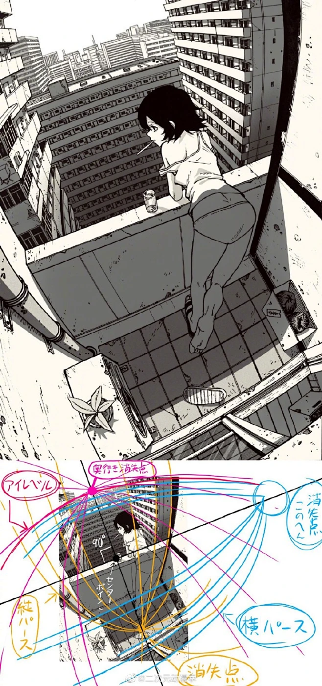 #漫画# 画师omao的透视图更新了！超强！透视线画法，马住学习～ Twi:omao51061954 图片_1图片素材-花瓣网