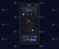 Smartphone map GPS navigation app dark mode ux ui 素材-花瓣网
