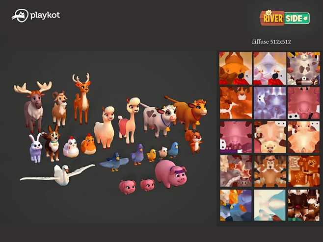 Riverside - realtime lowpoly animals-花瓣网