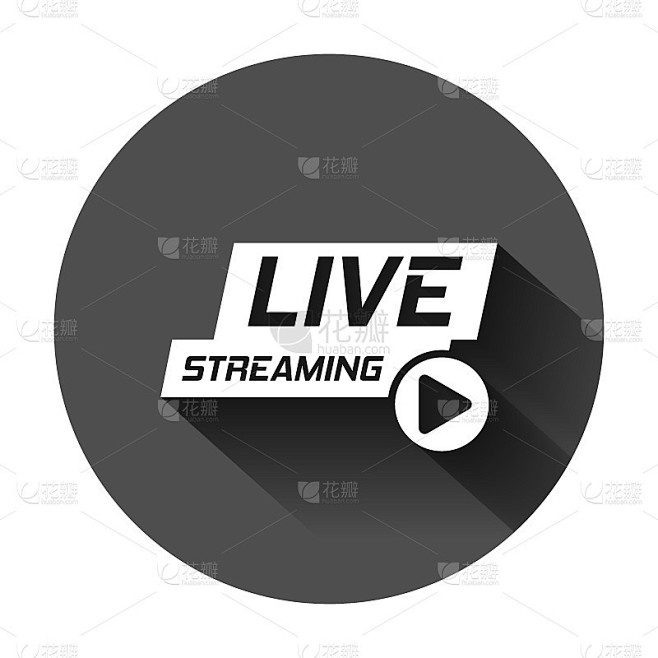 Live video icon in flat style. Streaming tv vector