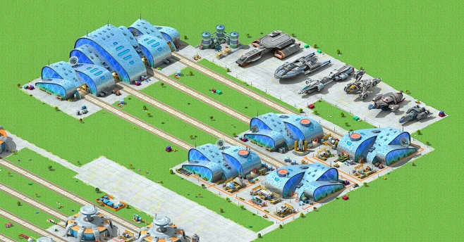 Whole factory with spaceships-花瓣网