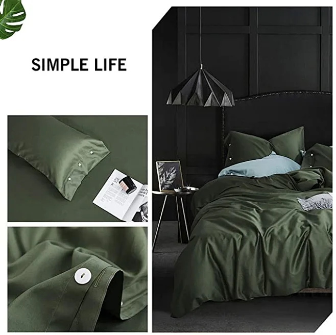 Amazon.com: Solid Army Green Duvet Cover Queen Luxury Soft Dark Green ...