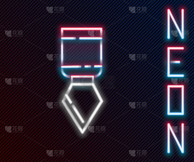 Glowing neon line Palette knife icon isolated on b