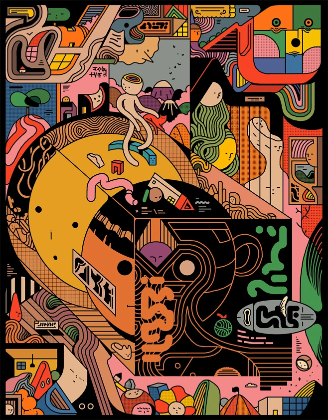 Faded unsaturated Character design Stream of Consciousness doodles арт ...