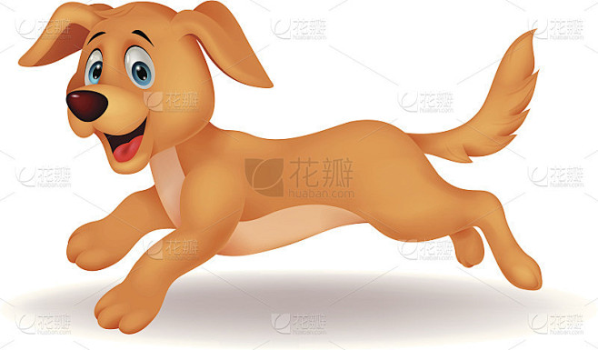 可爱的卡通狗跑