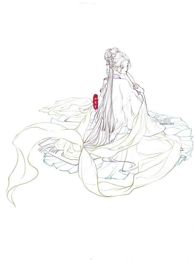 线稿合集｜古风人体服饰 速写｜快拿去练习吧-花瓣网