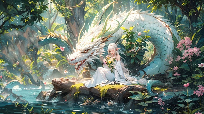 72100980-2258915221-1girl,long hair,flower,dragon,sitting,nature,white ...
