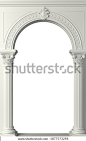 Photo 3 d illustration. antique white colonnade with corinthian columns. three arched entrance ...