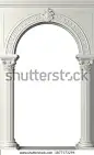 Photo 3 d illustration. antique white colonnade with corinthian columns. three arched entrance ...