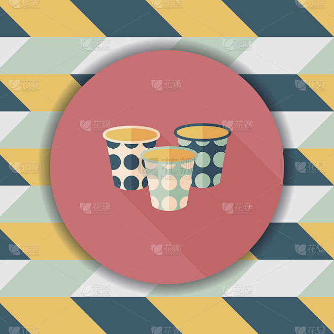 纸杯平面图标与长影子，eps10